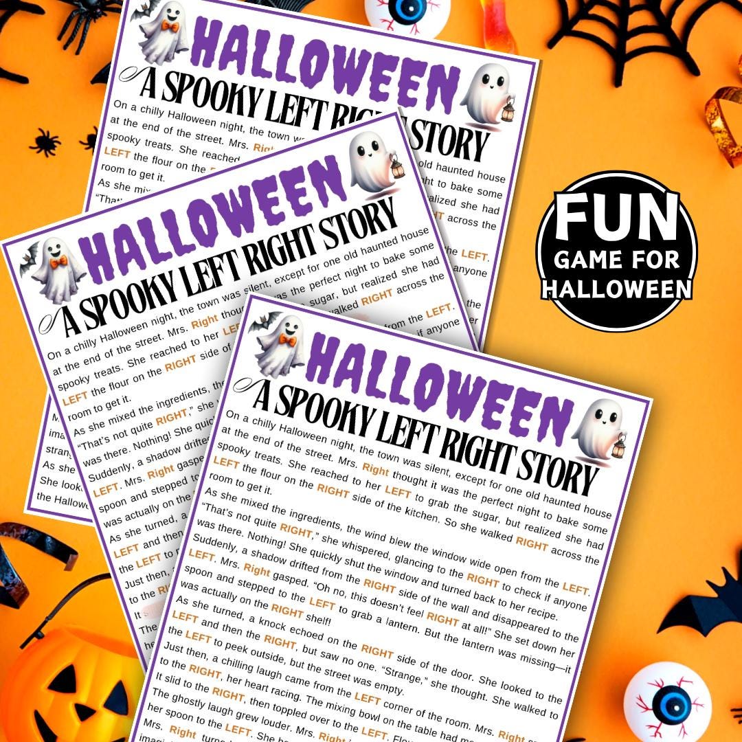 Left Right Halloween Game, Halloween Left Right Story, Printable ...