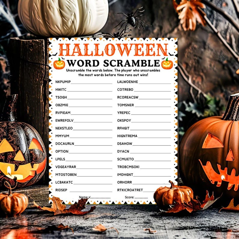 Halloween Word Scramble Game, Printable Halloween Game, Word Unscramble ...