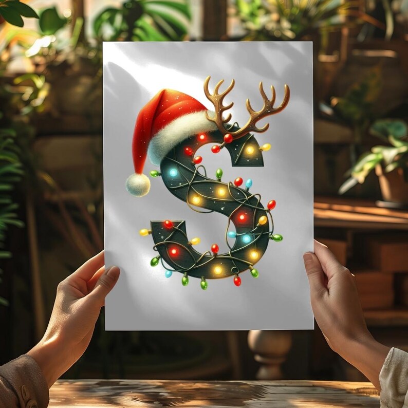 Watercolor Christmas Alphabet Lights Clipart, Festive Holiday Letters ...