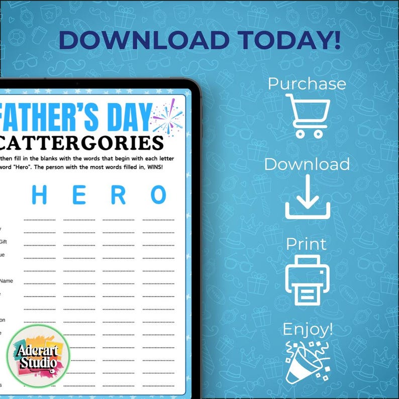 Father's Day Scattergories Games Bundle, Fathers Day Party Game, Group ...