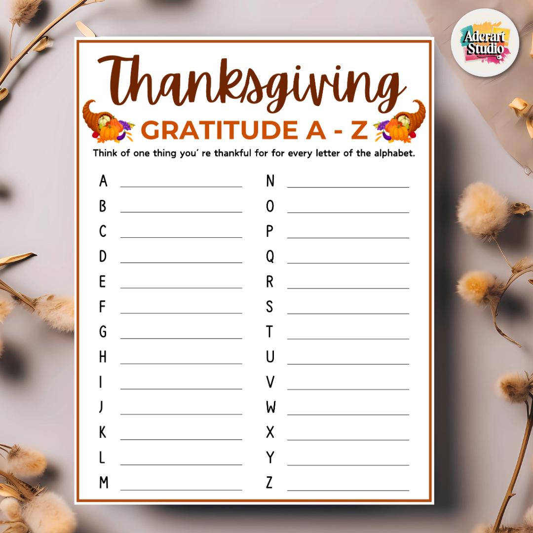 Thanksgiving Gratitude A - Z Game, Thanksgiving Printable Games ...