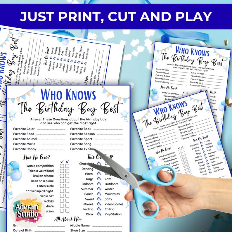 Who Knows the Birthday Boy Best, Printable Birthday Party Game ...