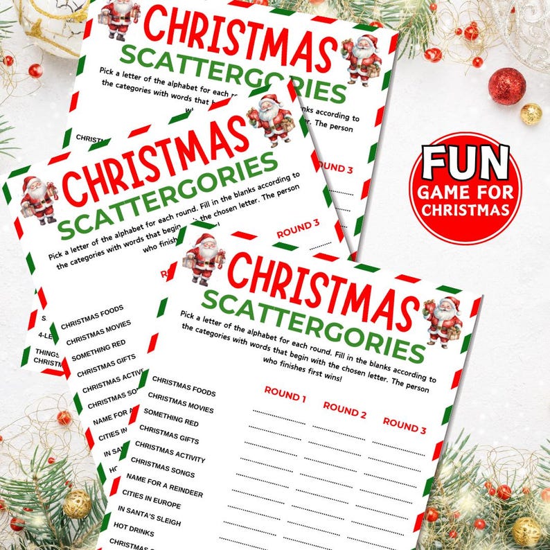 Christmas Scattergories Game, Printable Christmas Games, Category ...