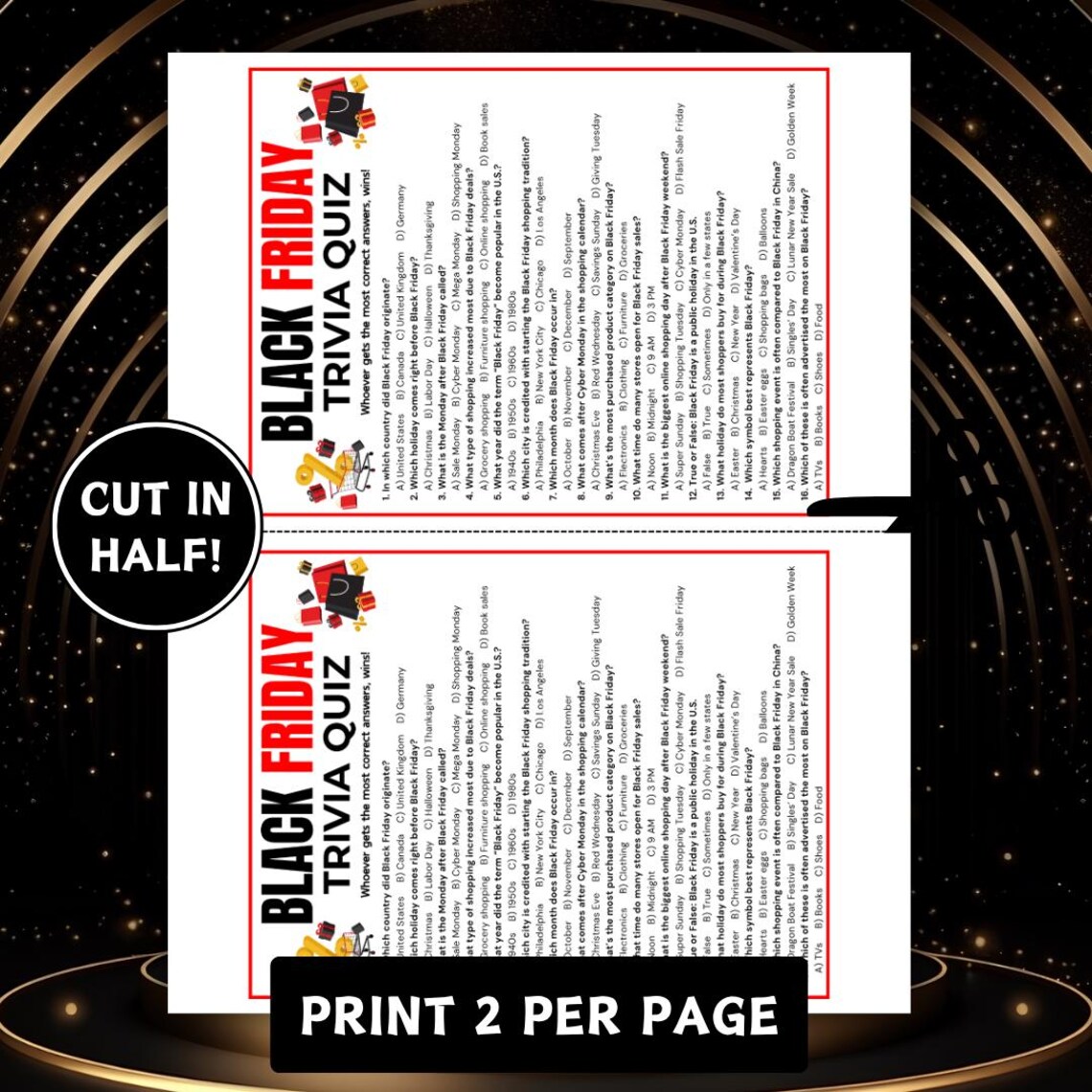 Black Friday Trivia Game, November Trivia Quiz, Printable Autumn Game ...