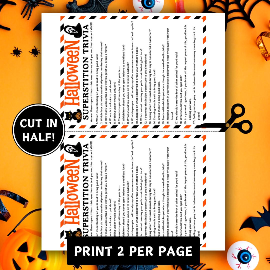 Halloween Superstitions Trivia Game, Halloween Trivia Quiz, Printable ...