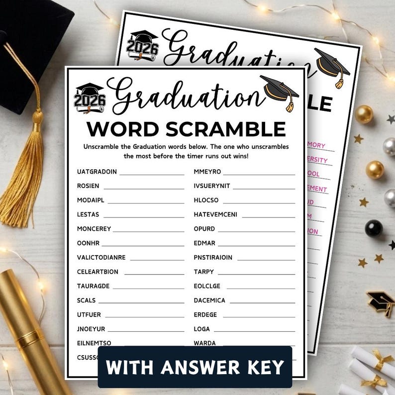 Graduation Word Scramble Game, Printable Graduation Party Games ...