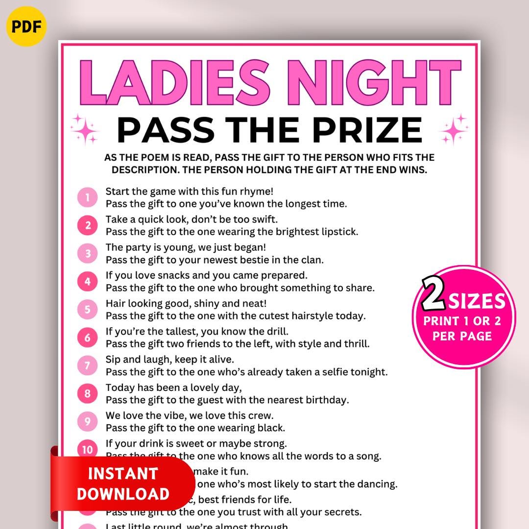 Pass the Prize Game, Ladies Night Games, Pass the Present Games, Girls ...