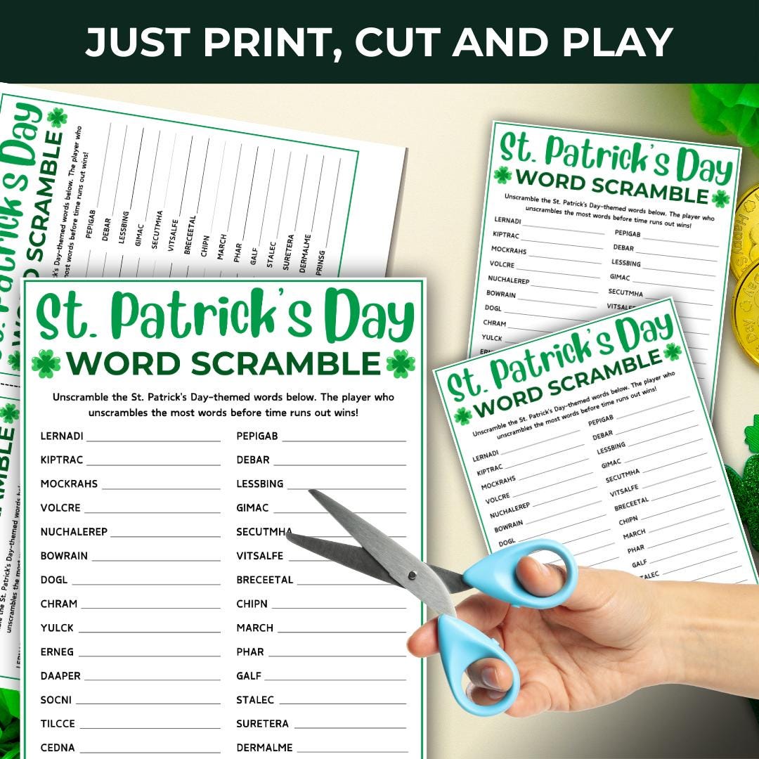St. Patrick's Day Word Scramble Game, Printable St. Patrick's Day Games ...