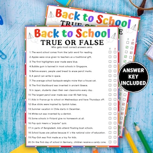 Back to School Trivia Game, True or False Game, Printable School Party ...