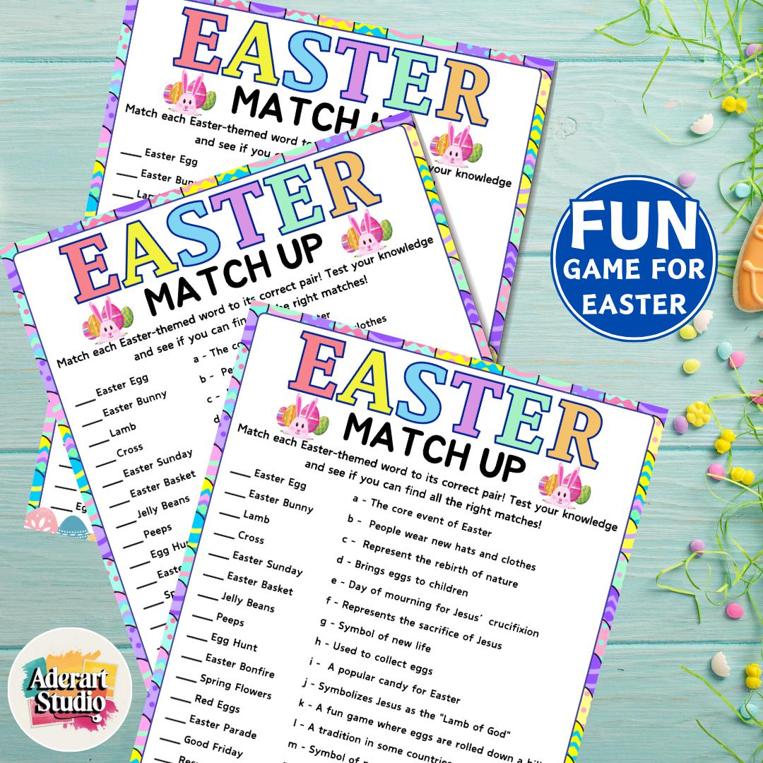 Easter Match up Game, Printable Easter Games, Easter Quiz, Easter Party ...