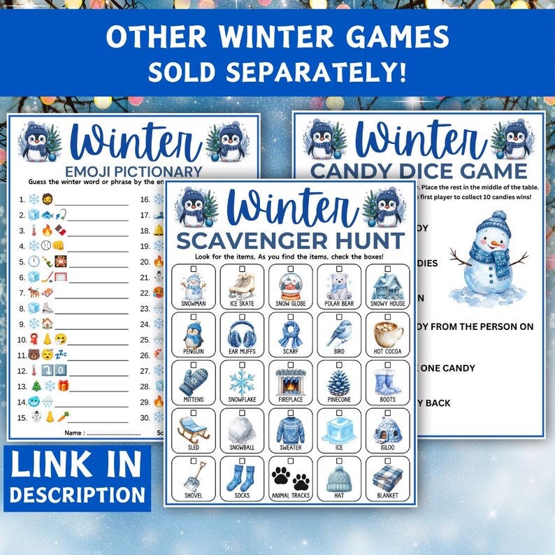50 Winter Bingo Cards, Winter Bingo, Winter Themed Bingo Cards PDF ...