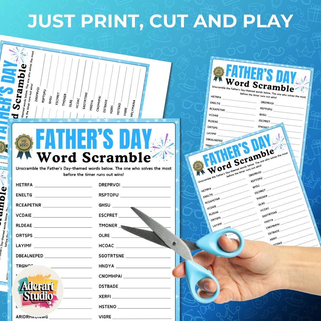 Father's Day Word Scramble Game, Printable Fathers Day Party Games ...