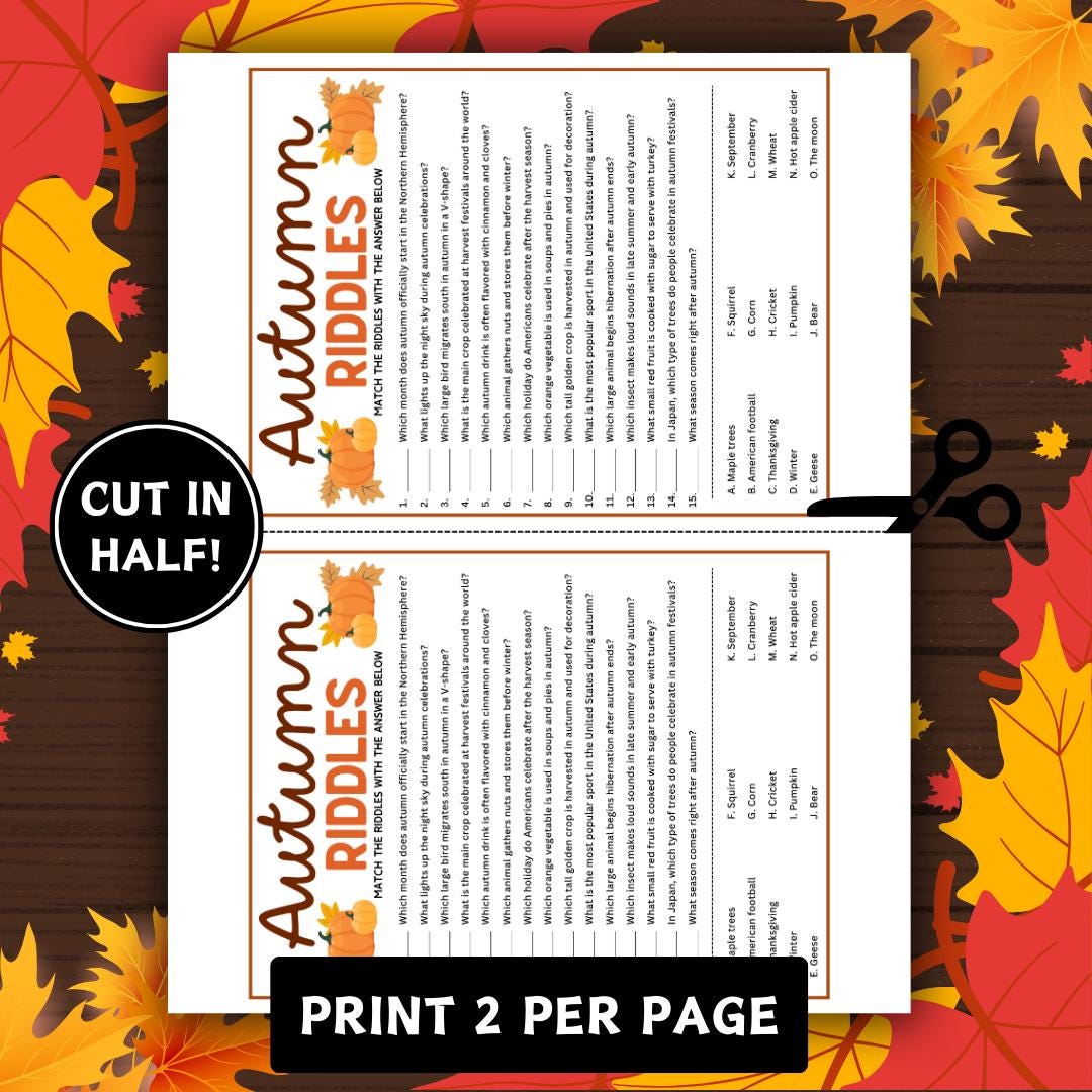 Autumn Riddles Game, Fall Riddle Me This Game, Printable Autumn Games ...