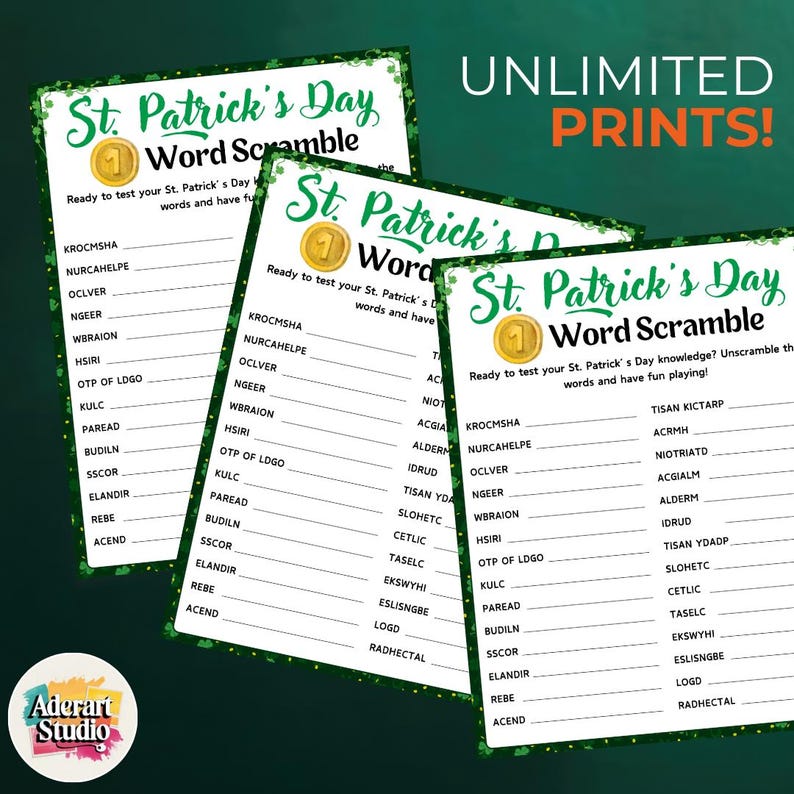 St. Patrick's Day Word Scramble Game, St. Patrick's Day Game, Activity ...