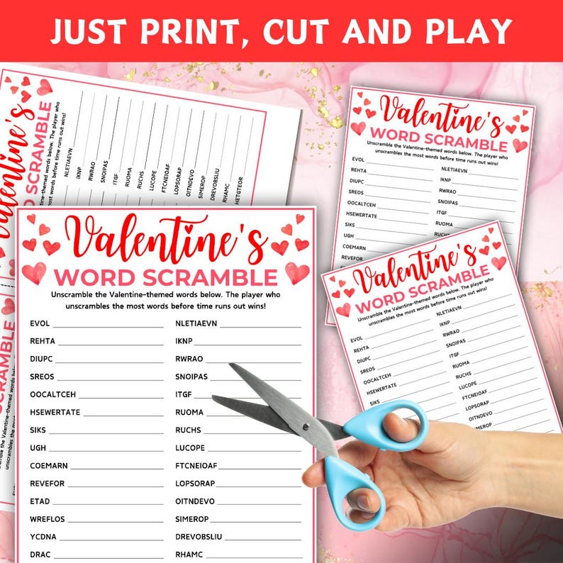 Valentine's Day Word Scramble Game, Printable Valentine Game, Activity ...