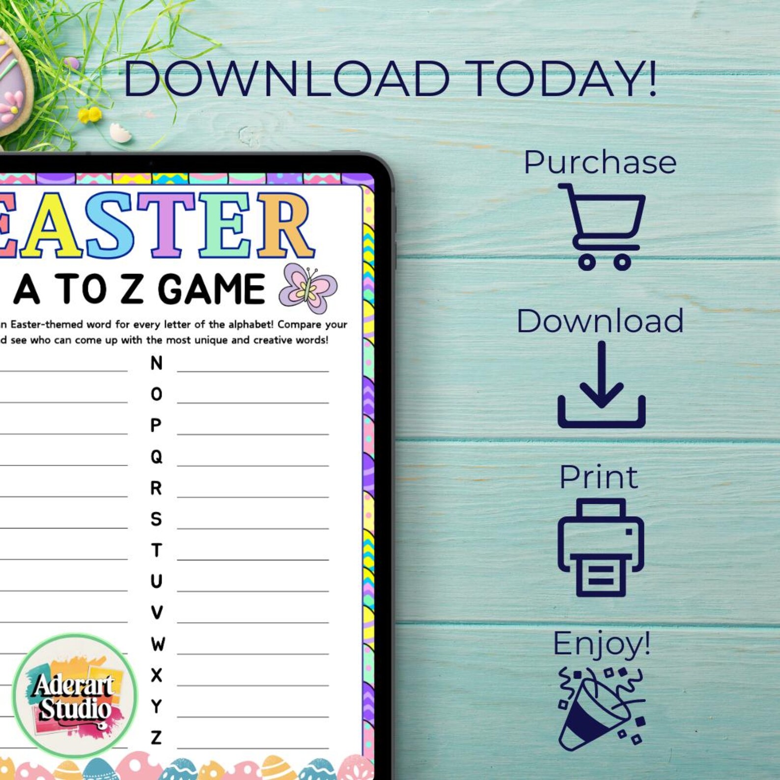 Printable Easter A to Z Game, A-Z Race Game, Easter Party Game, ABC ...