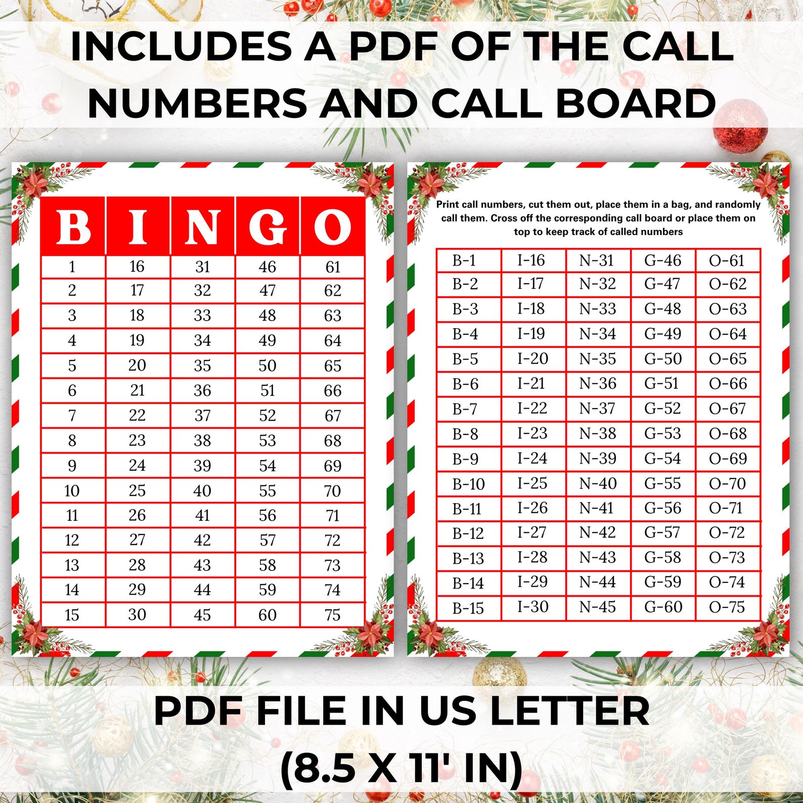 60 Christmas Bingo Cards, Christmas Activity, Christmas Games ...