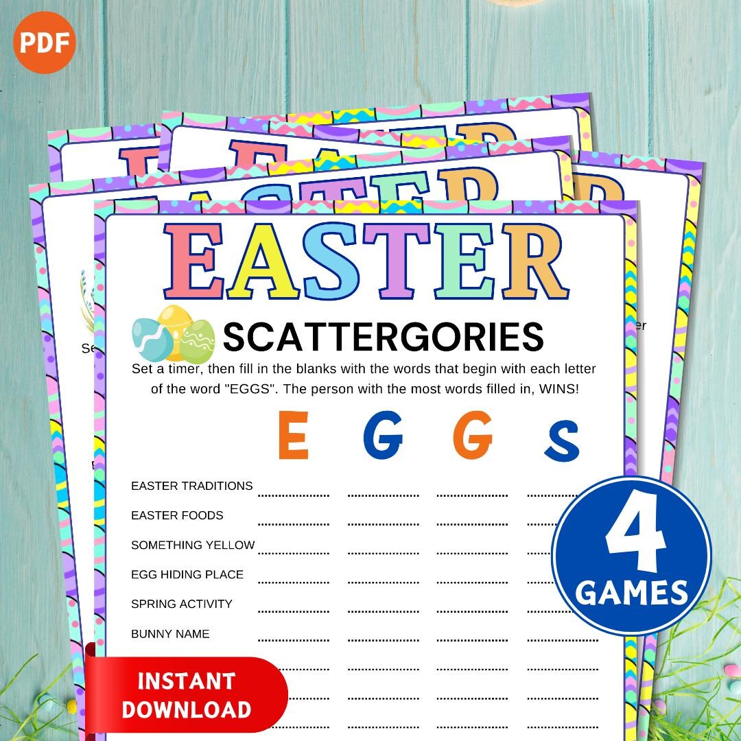 Easter Scattergories Games Bundle, Easter Party Games, Easter Word ...