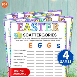 Easter Scattergories Games Bundle, Easter Party Games, Easter Word ...