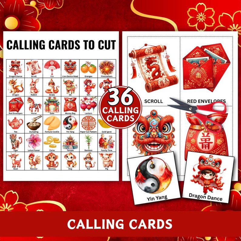Chinese New Year Bingo, 30 Lunar New Year Bingo Cards, Printable Party ...