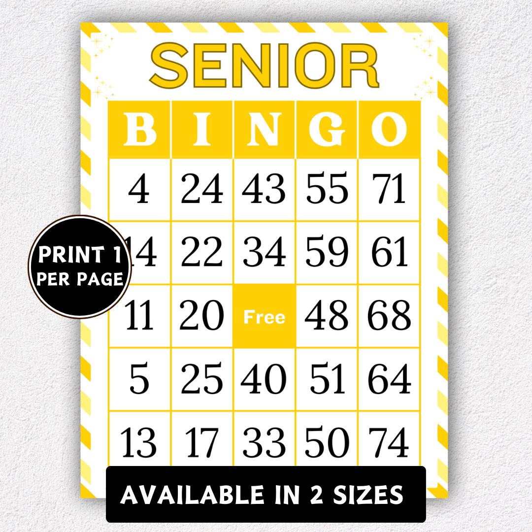 100 Senior Bingo Cards, Printable Activity for Seniors, Bingo Game for ...