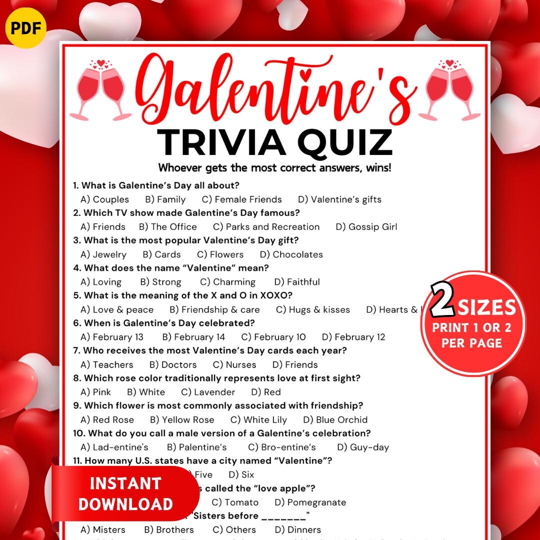 Galentines Day Trivia Game, Printable Galentines Games, Galentines ...