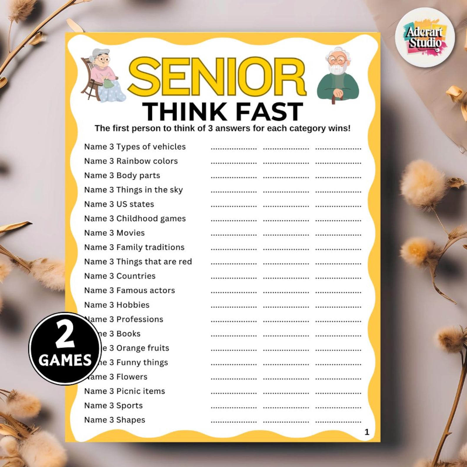 Senior Think Fast Game! Games for Senior Citizens, Fun Elderly Games ...