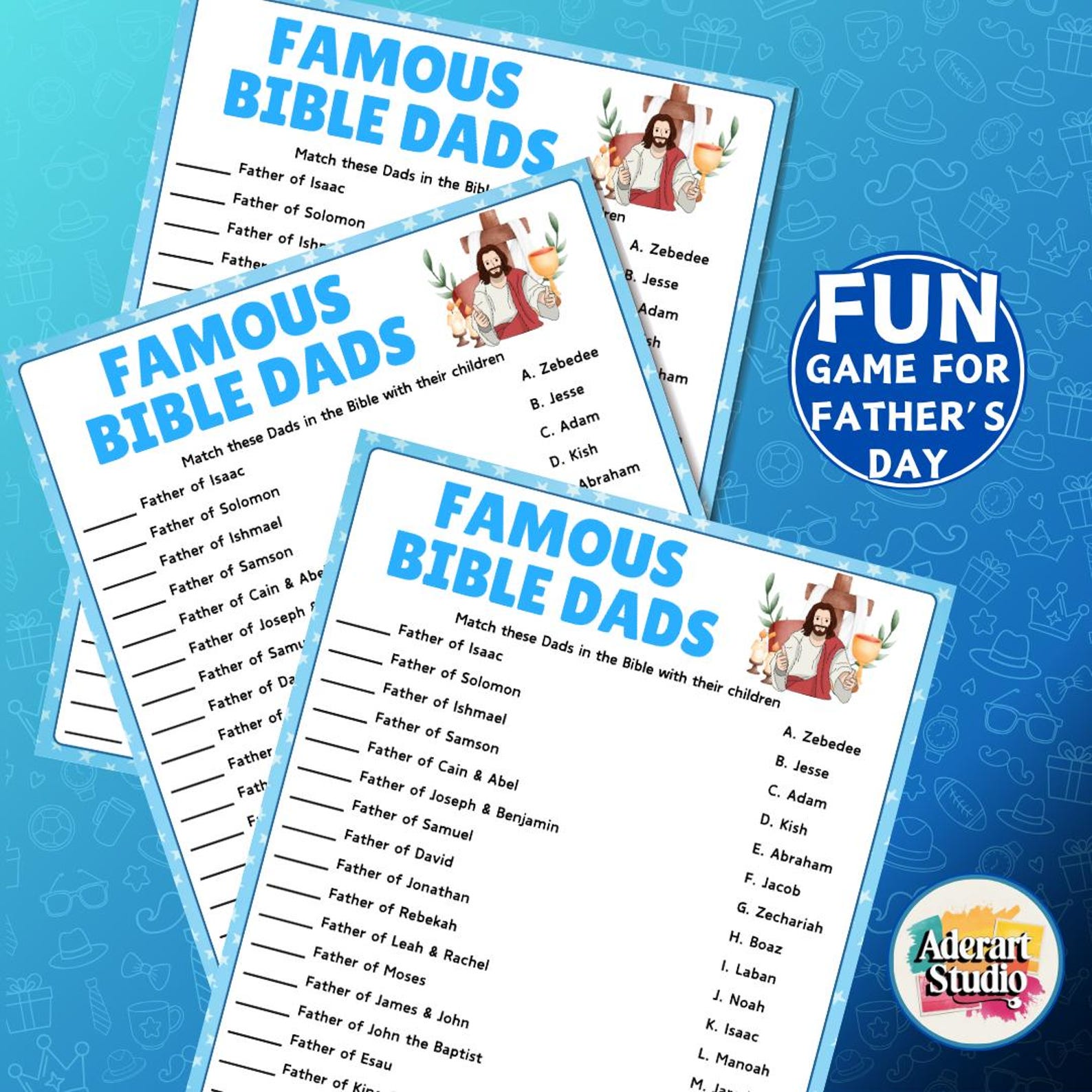 Bible Dads Match up Game - Fathers in the Bible Matching Game ...