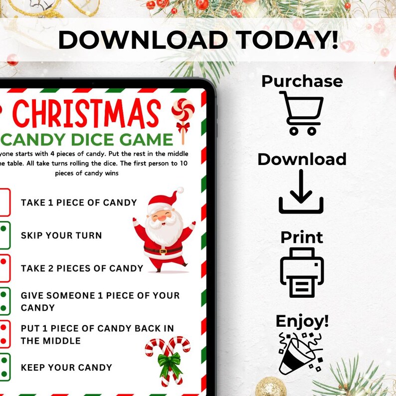 Christmas Candy Dice Game, Printable Christmas Party Game, Office Party ...