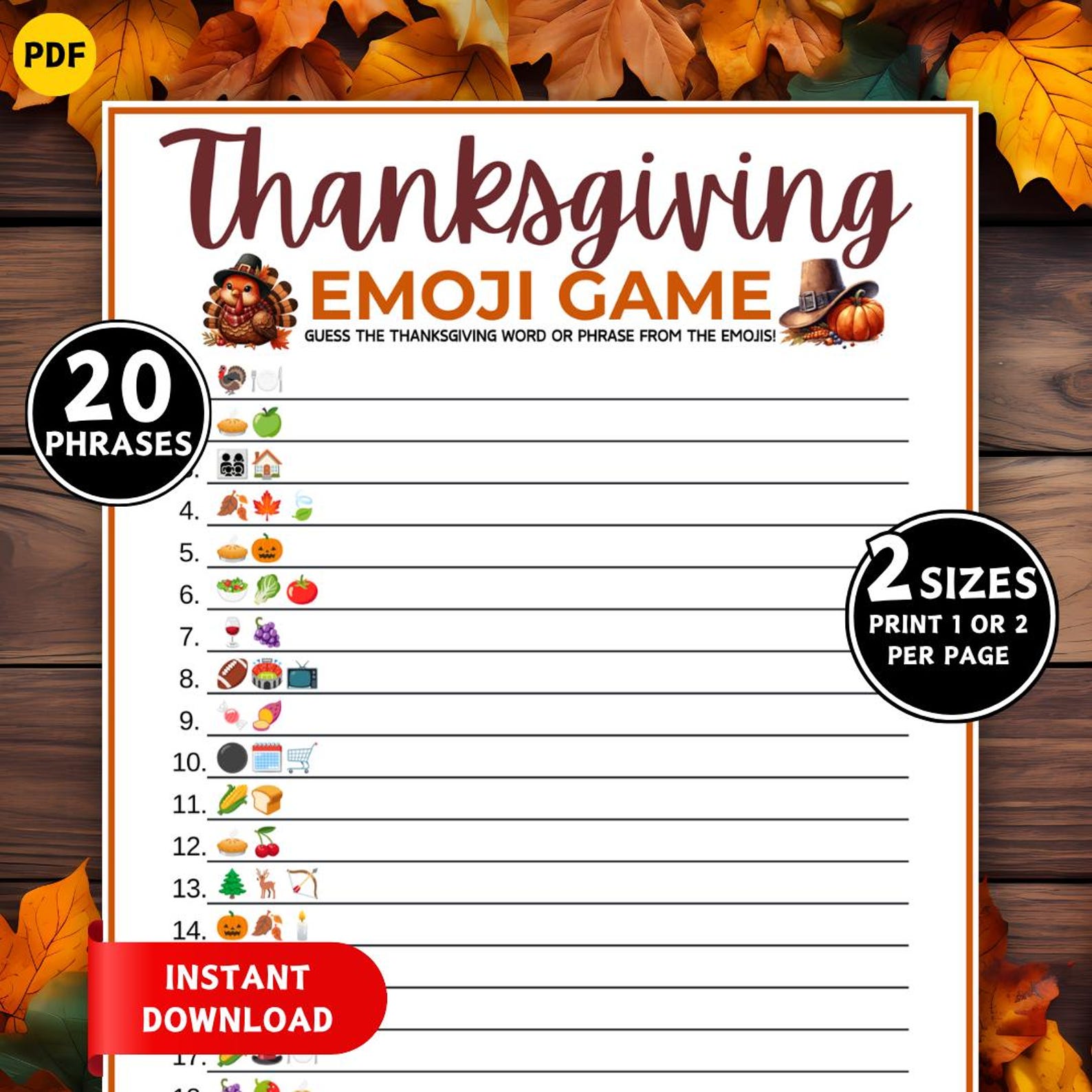 Thanksgiving Emoji Game, Thanksgiving Party Game, Friendsgiving Games ...