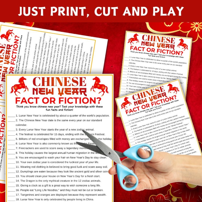 Chinese New Year Fact or Fiction Game, Lunar New Year Activity ...