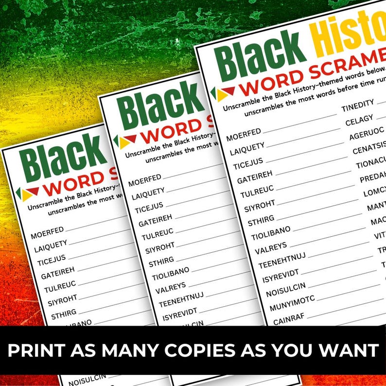 Black History Word Scramble Game, Printable Black History Games ...