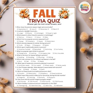 Fall Trivia Game, Autumn Trivia Quiz, Printable Autumn Game, Fall Party ...