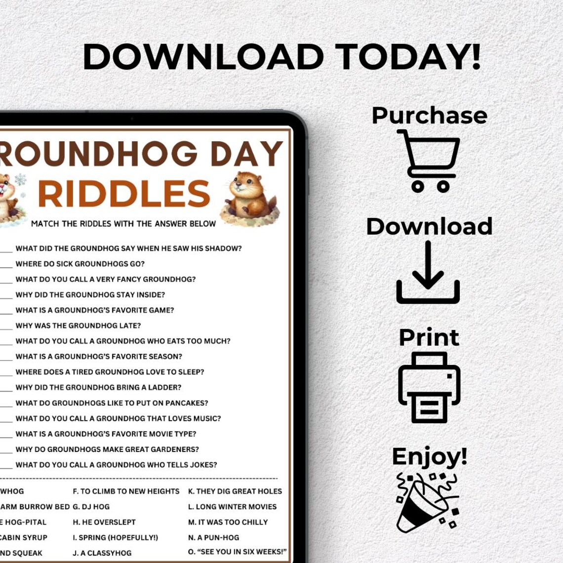 Groundhog Riddles Game With Answers, Printable Trivia Game for Kids ...