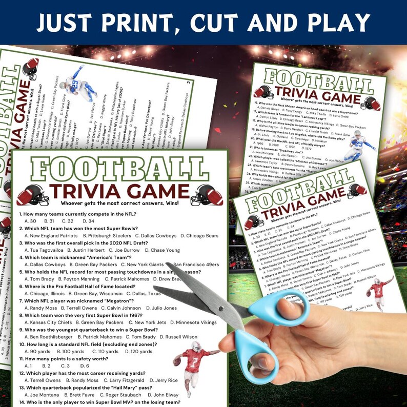 Football Trivia Game, Printable American Football Game, Football ...