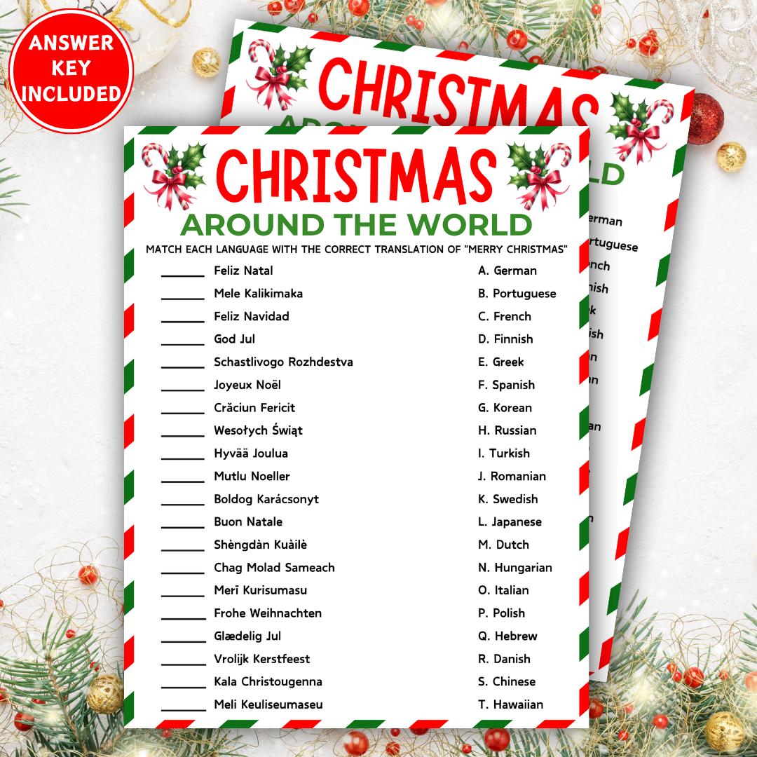 Christmas Around the World Game, Printable Christmas Game, Translate ...