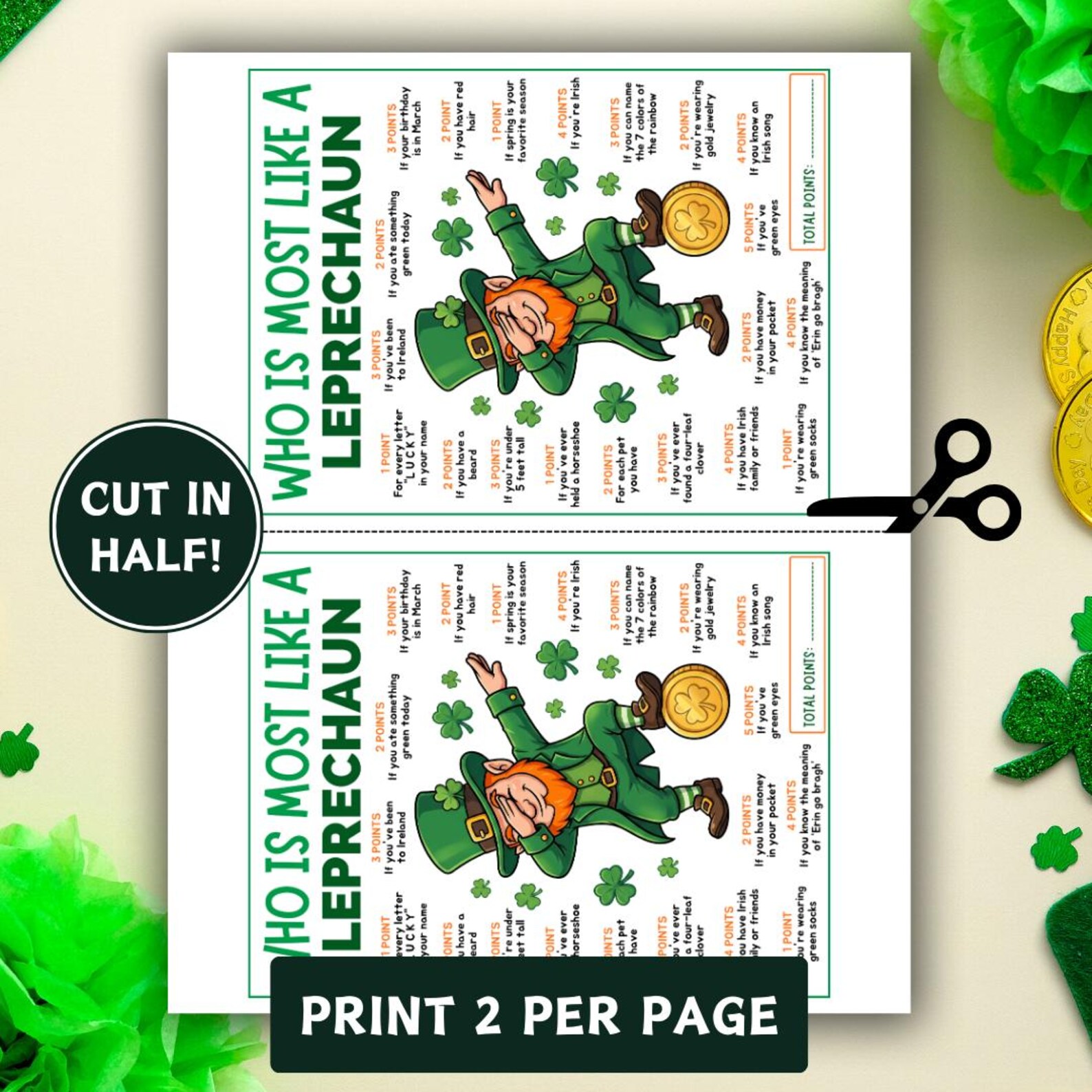 St Patrick's Day Games, Who is Most Like a Leprechaun Game, St Patricks ...