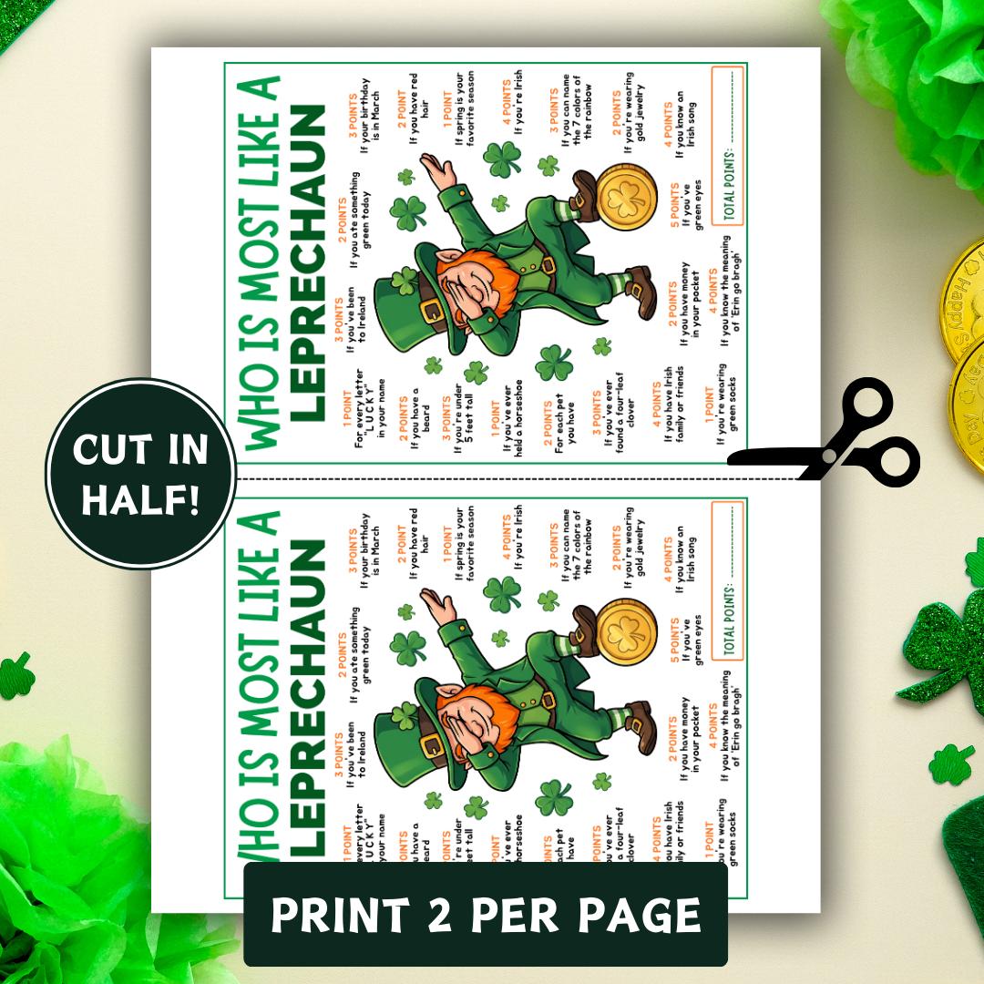St Patrick's Day Games, Who is Most Like a Leprechaun Game, St Patricks ...