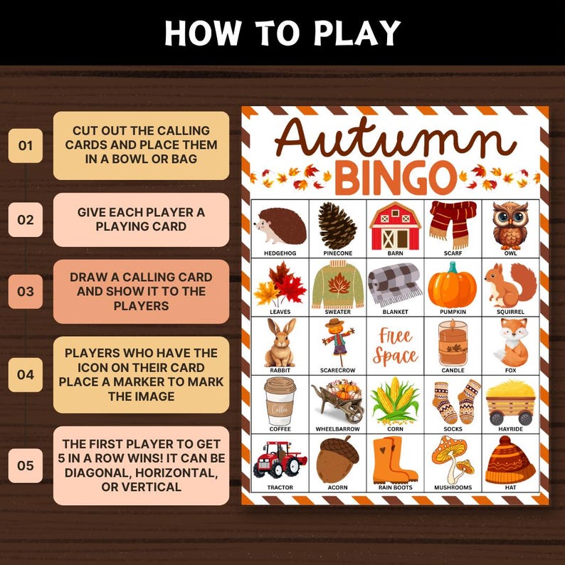 50 Autumn Bingo Cards, Autumn Bingo, Printable Autumn Games, Autumn ...