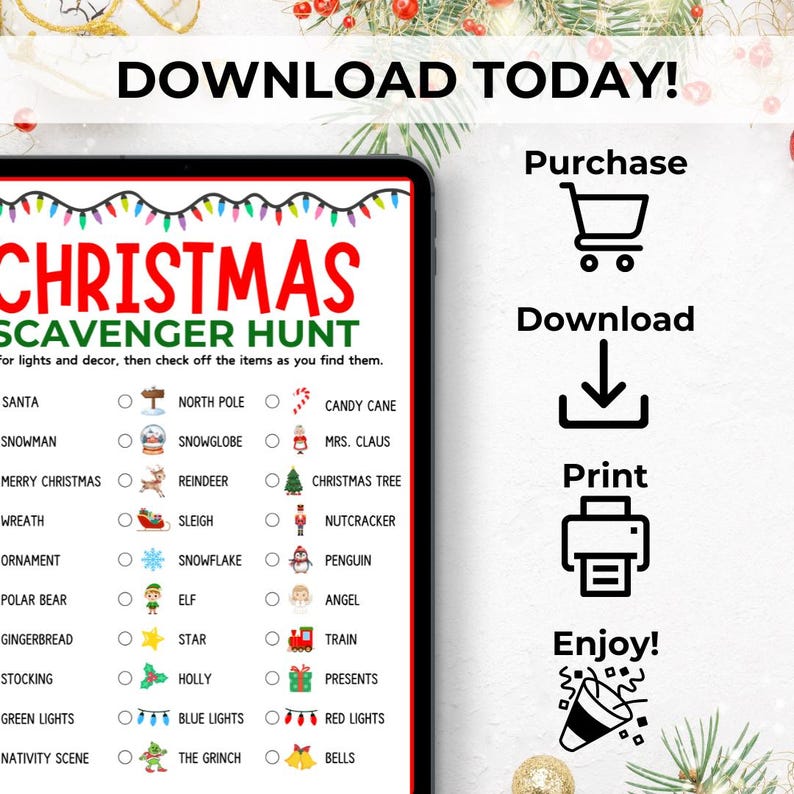 Christmas Lights Scavenger Hunt Game, Family Christmas Activity ...