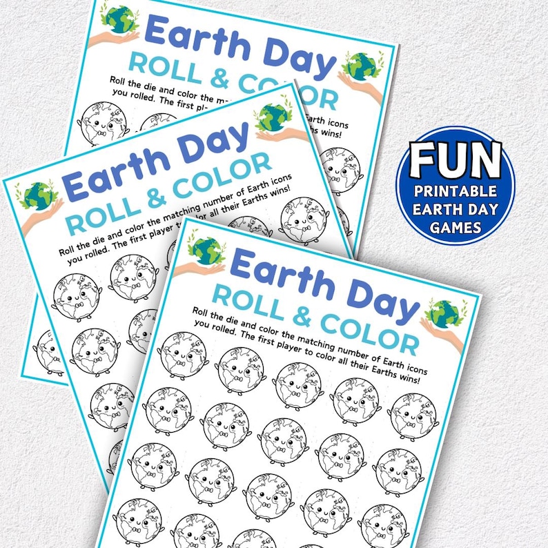 Printable Earth Day Roll and Color Game, Toddler and Preschool Dice ...