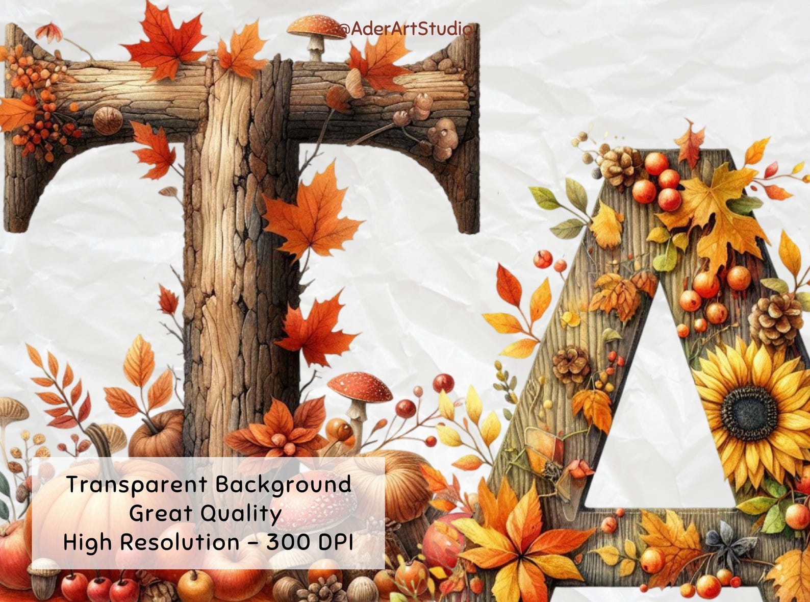 Watercolor Autumn Floral Alphabet Clipart Bundle, Flower Alphabet ...