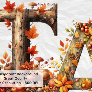 Watercolor Autumn Floral Alphabet Clipart Bundle, Flower Alphabet ...