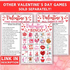 Valentines Day Find Someone Who Game, Valentine's Party Game, Find the ...