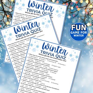 Winter Trivia Game, Winter Trivia Quiz, Printable Winter Game, Winter ...