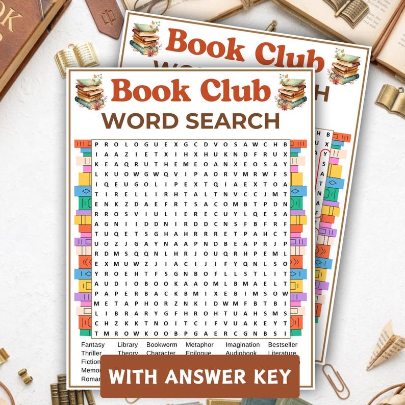Book Club Word Search Printable, Book Club Game, Book Club Icebreakers ...