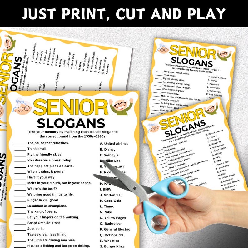 Senior Slogans Game, Senior Party Games, Riddle Quiz, Games for Senior ...