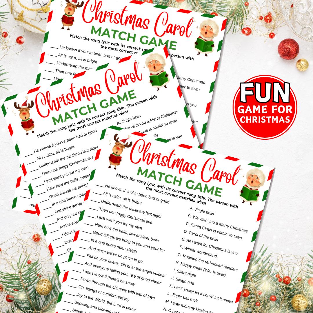 Christmas Carol Game, Printable Christmas Game, Christmas Song Trivia ...