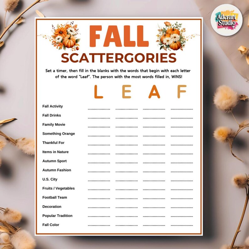 Fall Scattergories Games Bundle, Fall Party Games, Group Activity Ideas ...