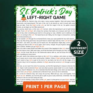 Left Right St. Patrick's Day Game, Pass the Prize Gift Exchange Game ...